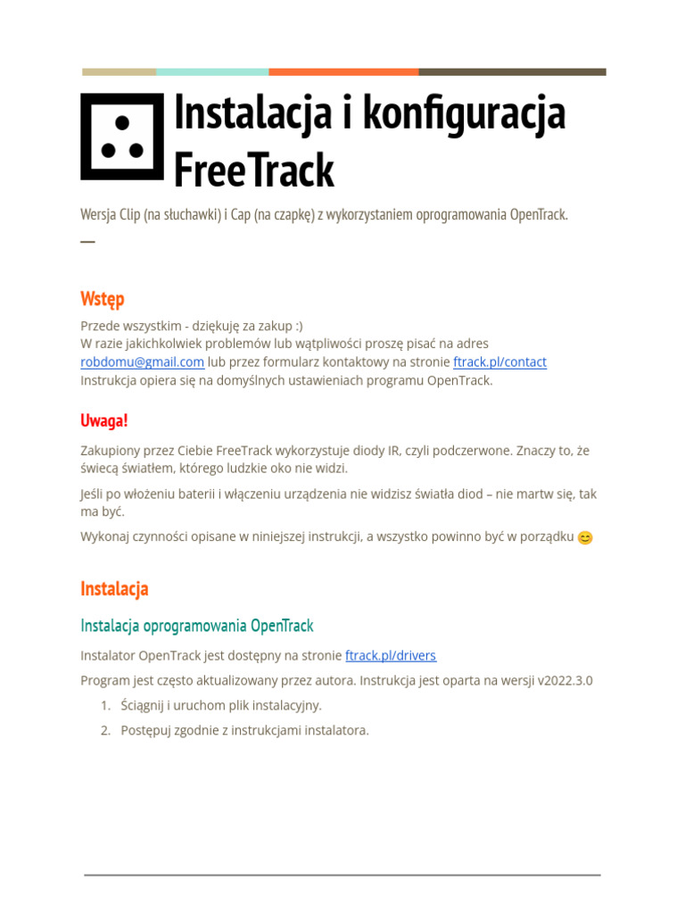 FreeTrack Instrukcja | PDF