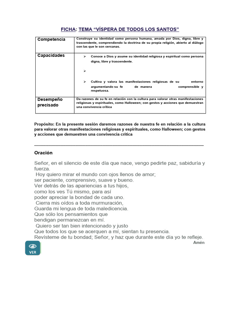 Ficha de Trabajo. VÍSPERA DE TODOS LOS SANTOS-HALLOWEEN | PDF | Víspera ...