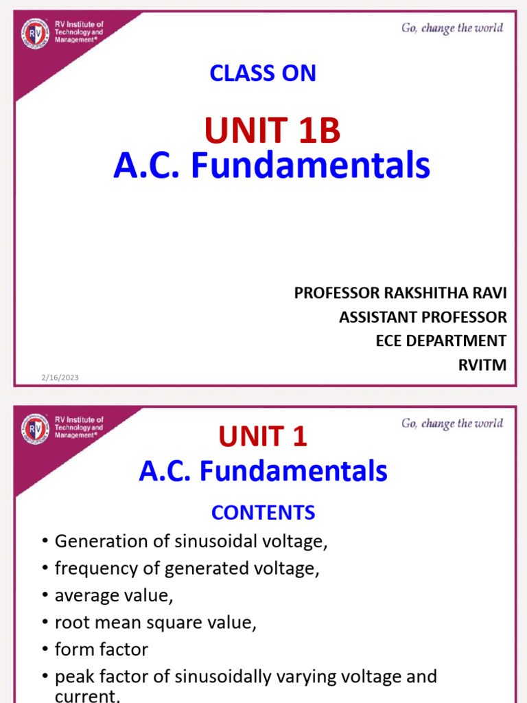 Module 2A (AC Fundamentals) | PDF | Root Mean Square | Amplitude