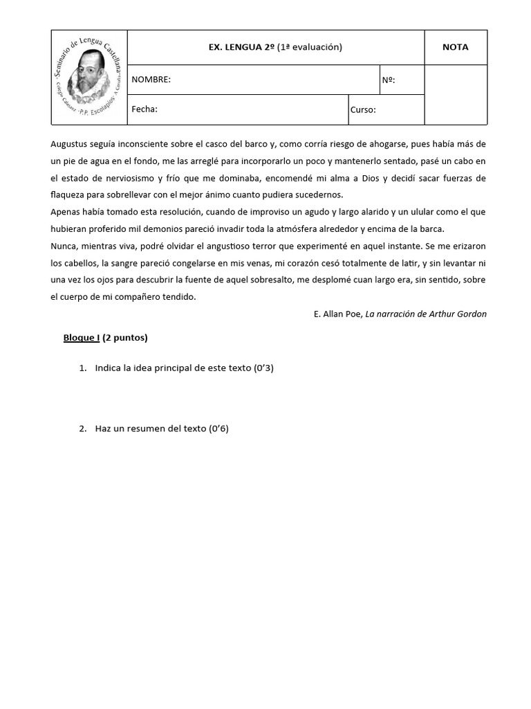 FICHA REPASO 2º (1 Ev.) | PDF