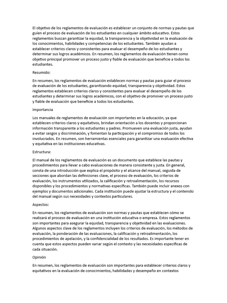 Reglamentos de Evaluacion | PDF | Evaluación | Cognición