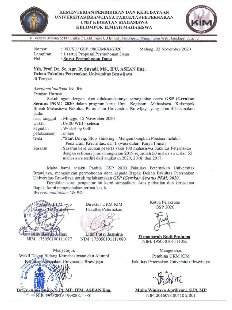 003 - Surat Permohonan Dana | PDF