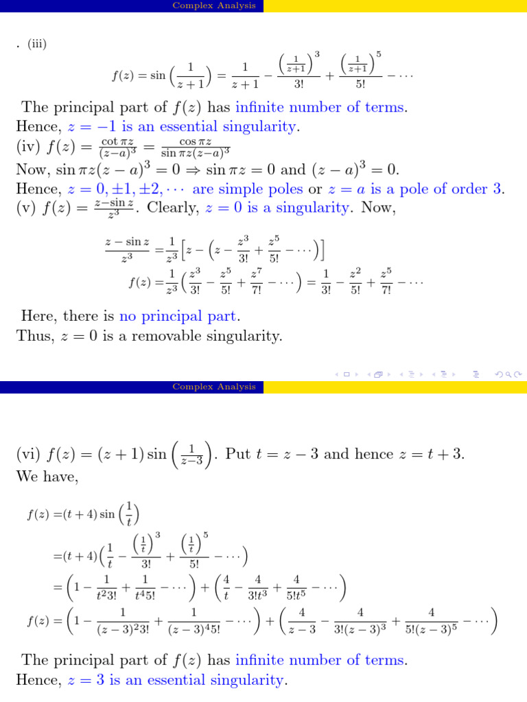25-Singularities, Poles,-24-08-2023 | PDF | Complex Analysis | Mathematical Objects