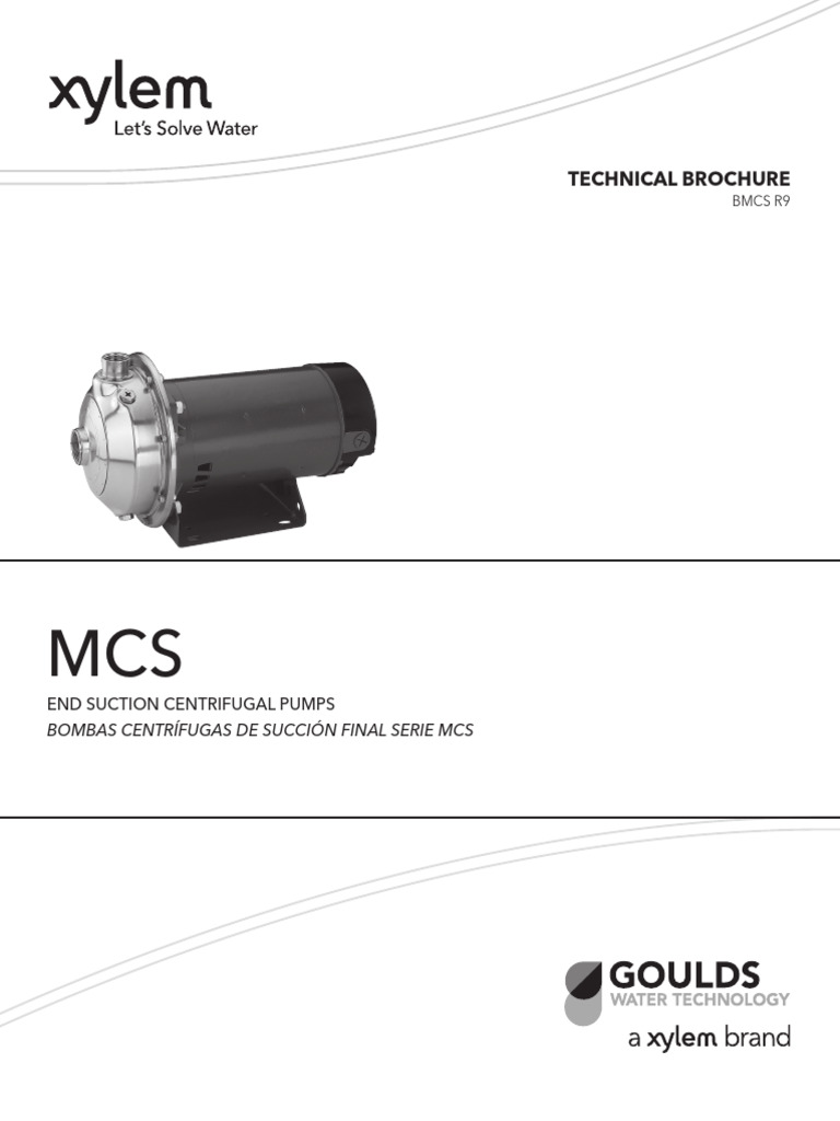 MCS End Suction Centrifugal Technical Brochure Goulds Pumps BMCS R9 Xylem | PDF | Ingeniero ...
