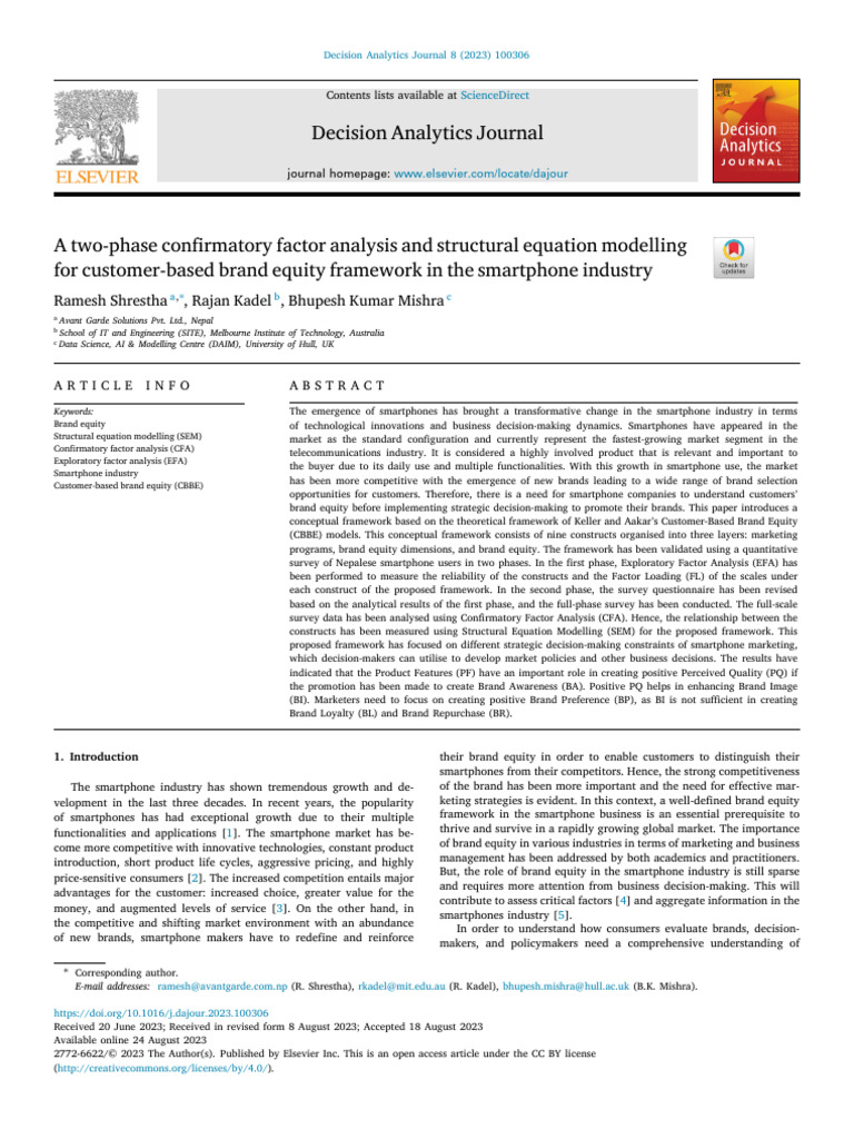 A Two-Phase Confirmatory Factor Analysis and Structural Equation Modelling | PDF | Brand | Marketing