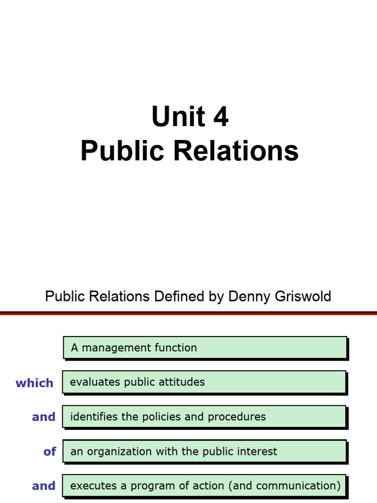 Unit 4 | PDF | Public Relations | Marketing