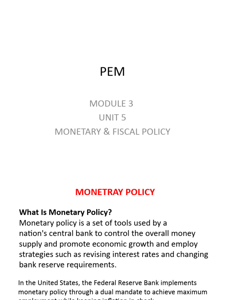 Unit 5 - Monetary & Fiscal Policy | PDF | Monetary Policy | Interest Rates