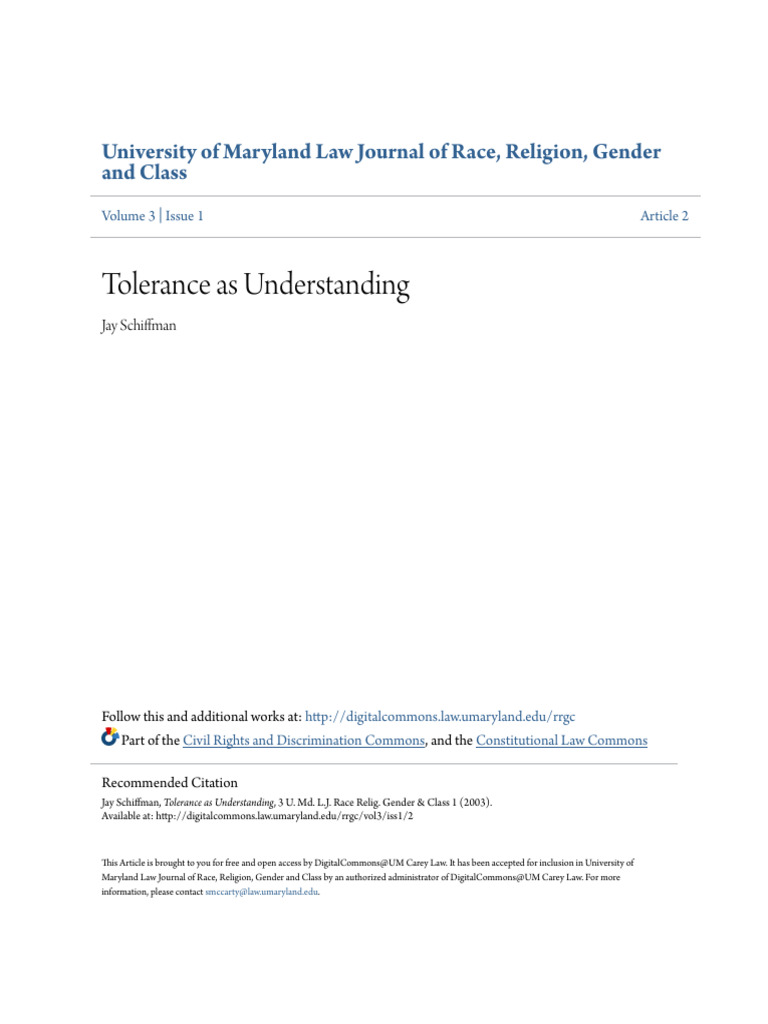Tolerance As Understanding | PDF | Toleration | John Rawls