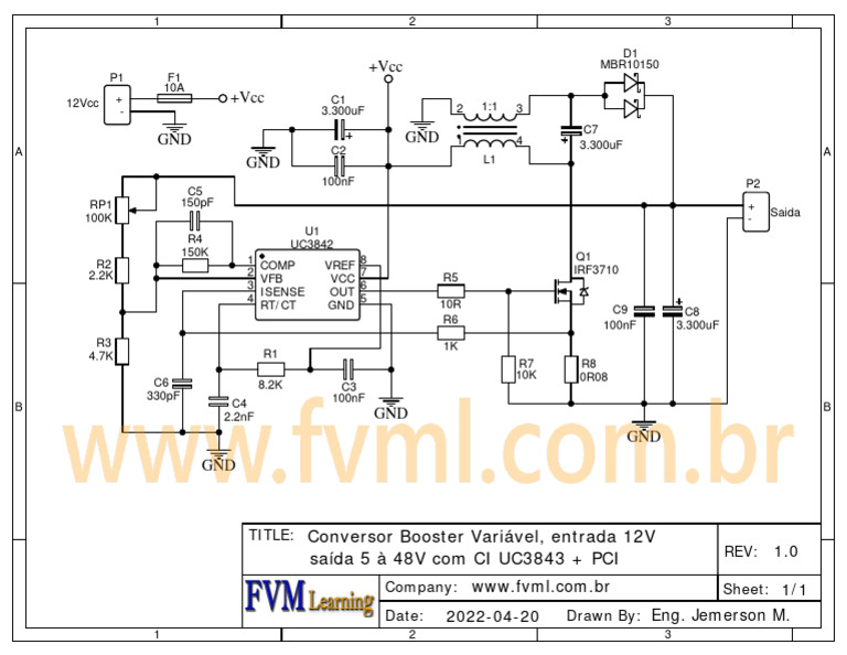 UC3843 12V to 48V Boost Converter | PDF
