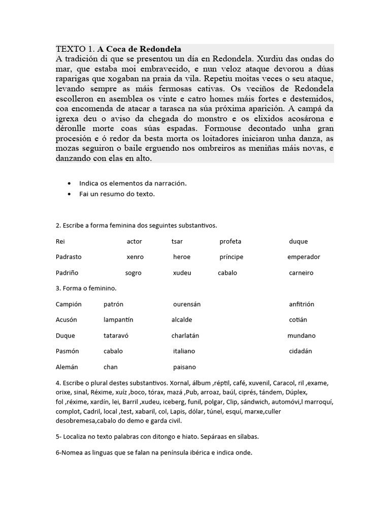 1º Eso Galego Texto | PDF