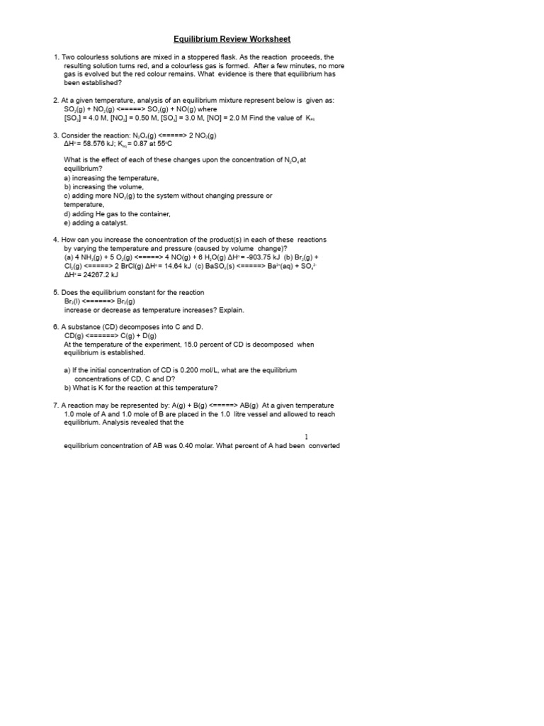 (Template) U3A Review Questions | PDF | Chemical Equilibrium | Reaction ...