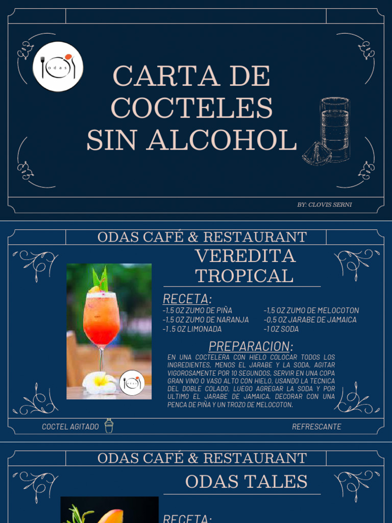 Carta de Cócteles Sin Alcohol | PDF | Cócteles | Bebidas no alcohólicas