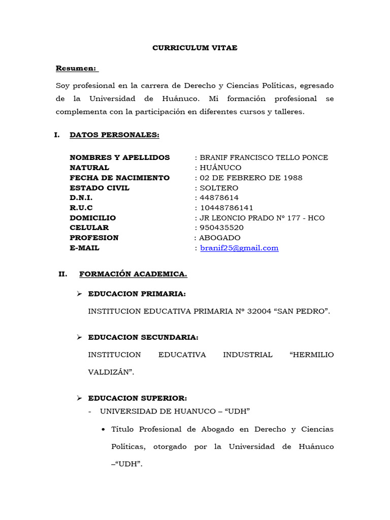 CURRICULUM VITAE FRANCISCO TELLO | PDF | Justicia | Crimen y violencia