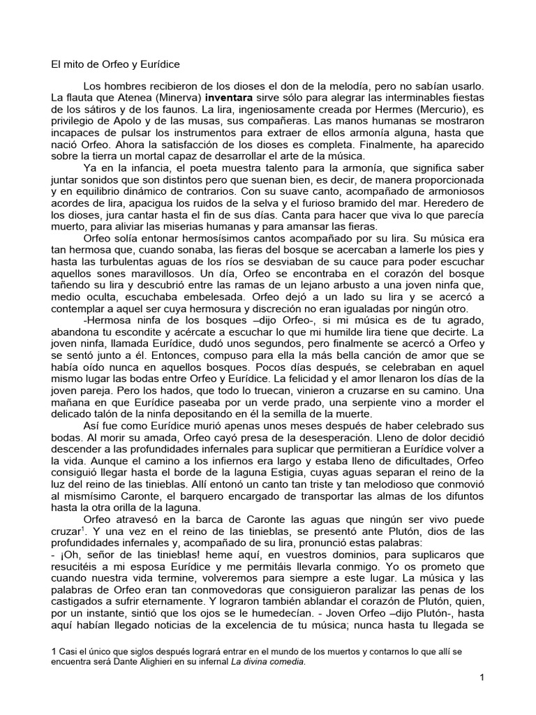 Orfeo y Eurídice | PDF | Orfeo
