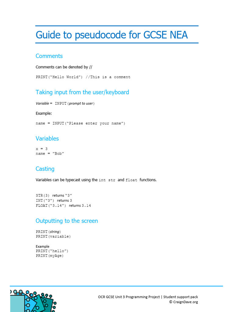 Guide To Pseudocode Pdf String Computer Science Computer Programming