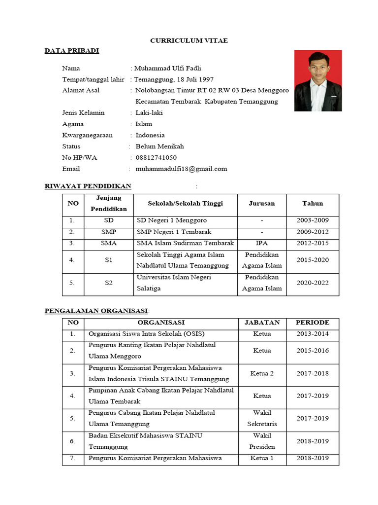 CV Pribadi Penelitiannn | PDF