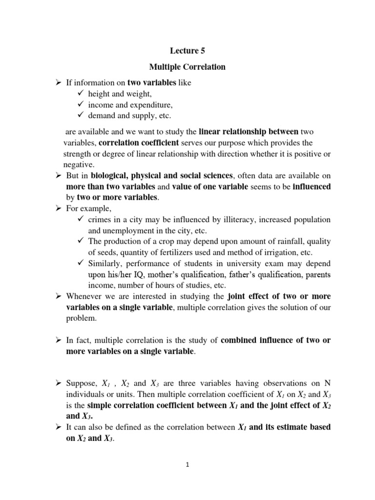 Multiple Correlation Pdf Statistical Analysis Teaching Mathematics