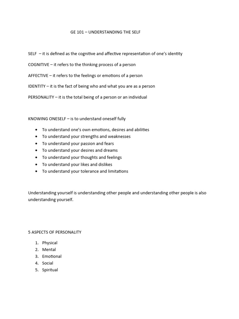 GE 101 Understanding The Self 2 1 | PDF | Homosexuality | Gender Studies