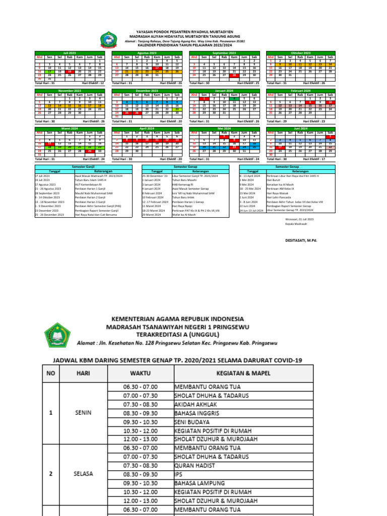 Kalender Pendidikan 2023/2024 | PDF