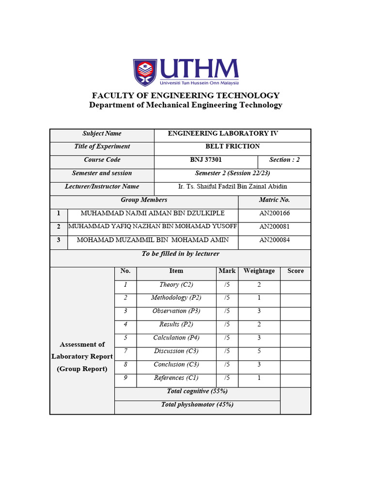 EXP8 BeltFriction GP6 S2 | PDF | Belt (Mechanical) | Friction