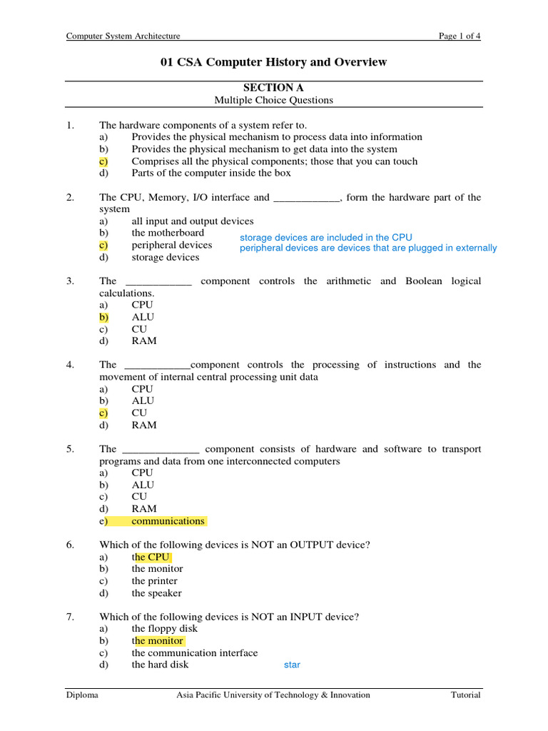 01 CSA Tutorial CSA History Overview-Vja | PDF | Operating System | Computer Data Storage