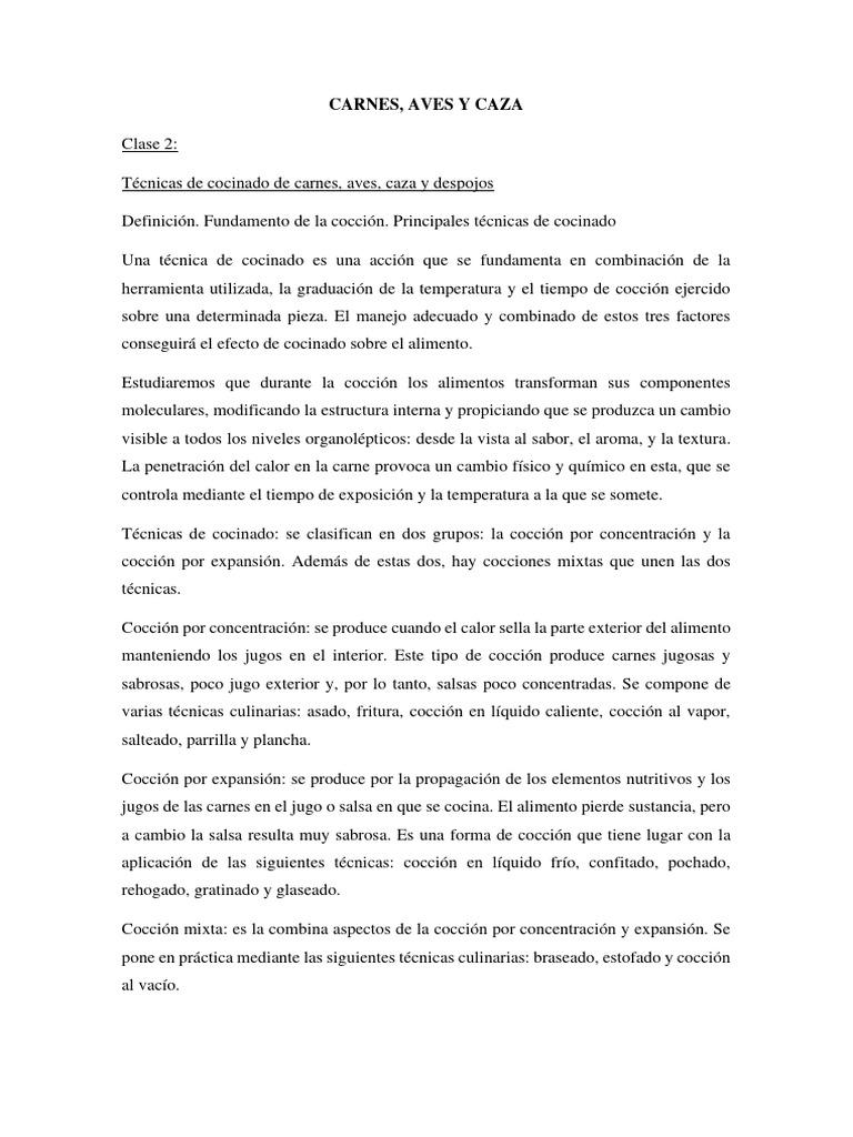 Técnicas de cocinado de carnes, aves, caza y despojos | PDF | Cocinando | filete