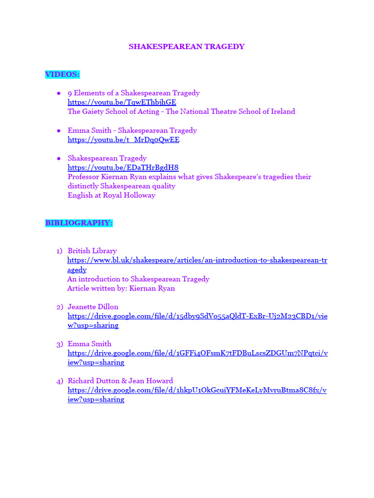 Introduction To Shakespearean Tragedy | PDF