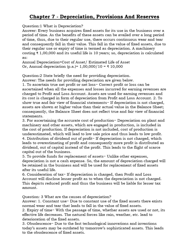 Ch-7 Notes and Project Work | PDF | Depreciation | Debits And Credits