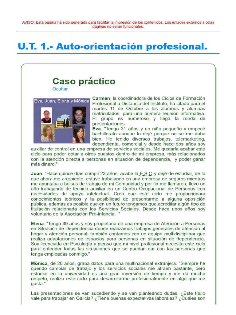U.T. 1. - Auto-Orientación Profesional | PDF | Trabajo Social | Desarrollo profesional