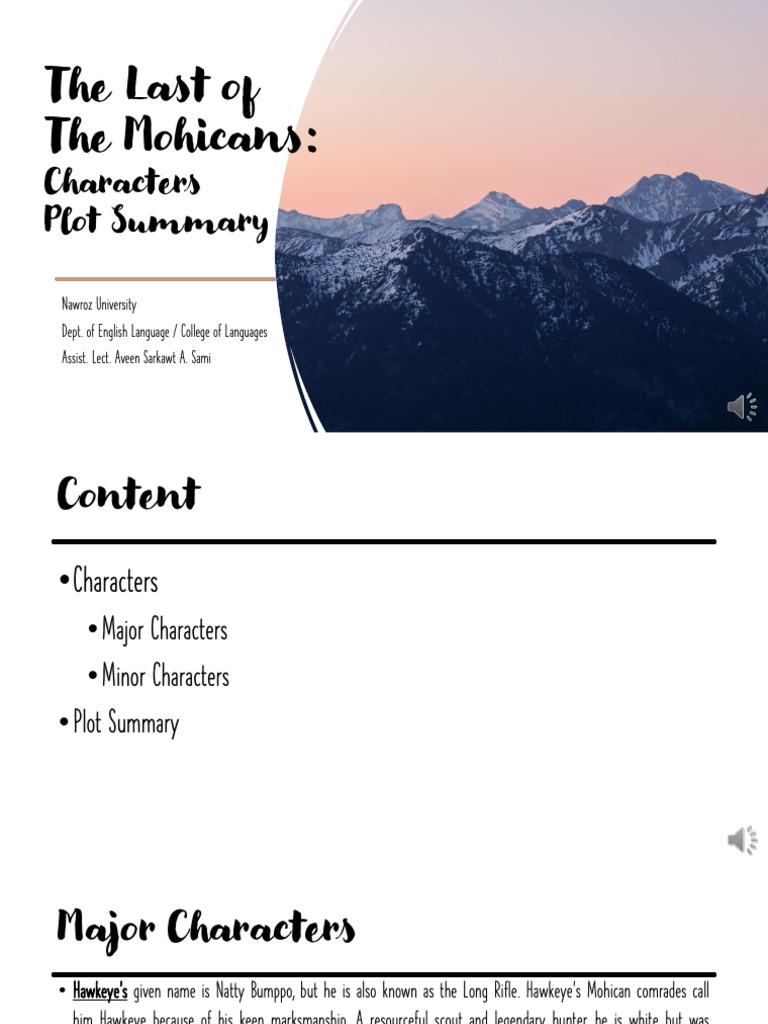 The Last of The Mohicans - Characters & Plot | PDF | The Last Of The ...