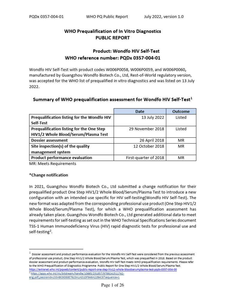 Wondfo HIV Self-Test Overview | PDF | Hiv | Management Of Hiv/Aids