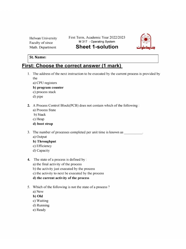 OS Sheet (2) Solution | PDF