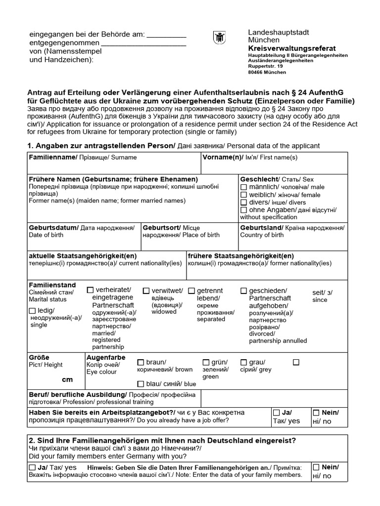 Antrag Aufenthalt Ukraine | PDF