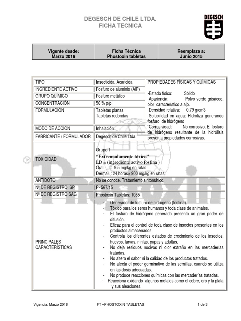Phostoxin-tabletas | PDF | Química