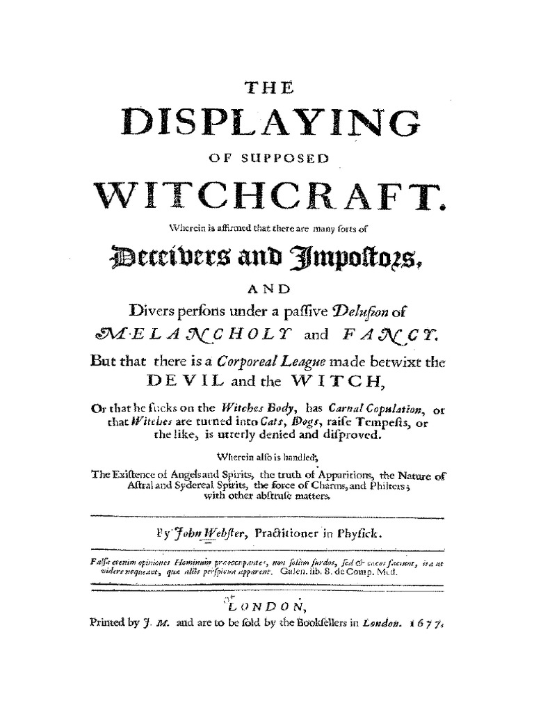 The Displaying of Supposed Witchcraft (1677) | PDF | Witchcraft | Reason