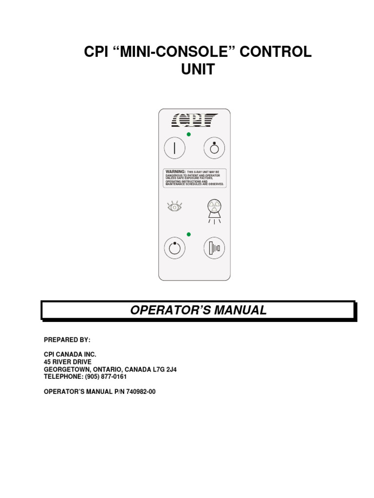 Cpi "Mini-Console" Control Unit: Operator'S Manual | Download Free PDF ...