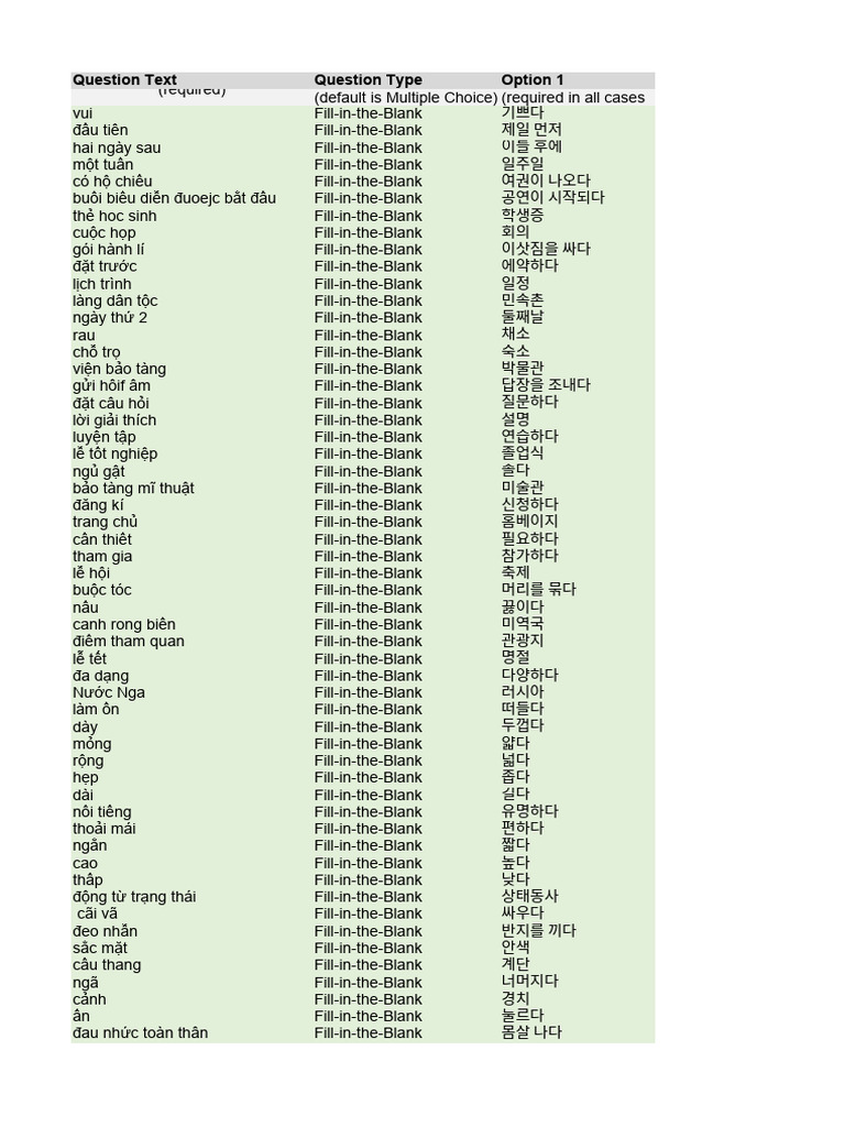 Quizizz Sample Spreadsheet Updated | PDF