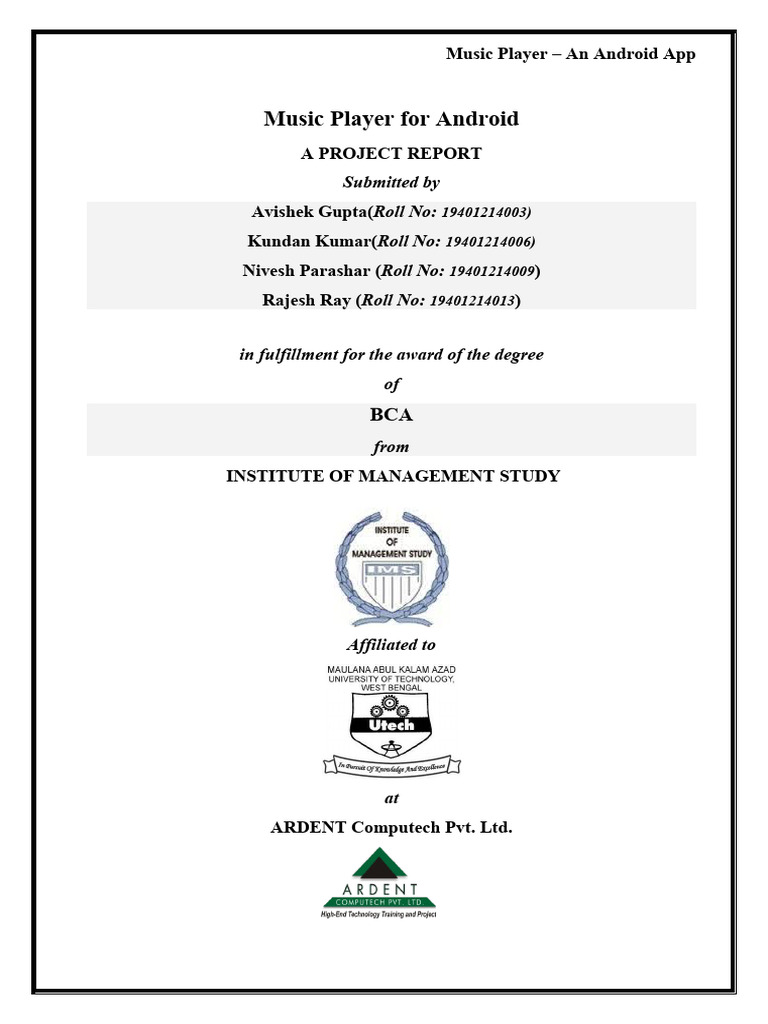 Android Sample Project Report Documentation Pdf Java Programming Language Java Software 