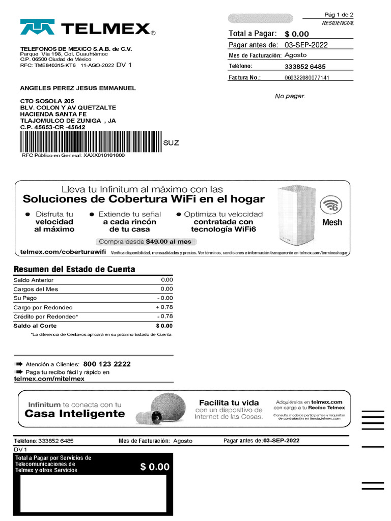 Recibos de Teléfono | PDF