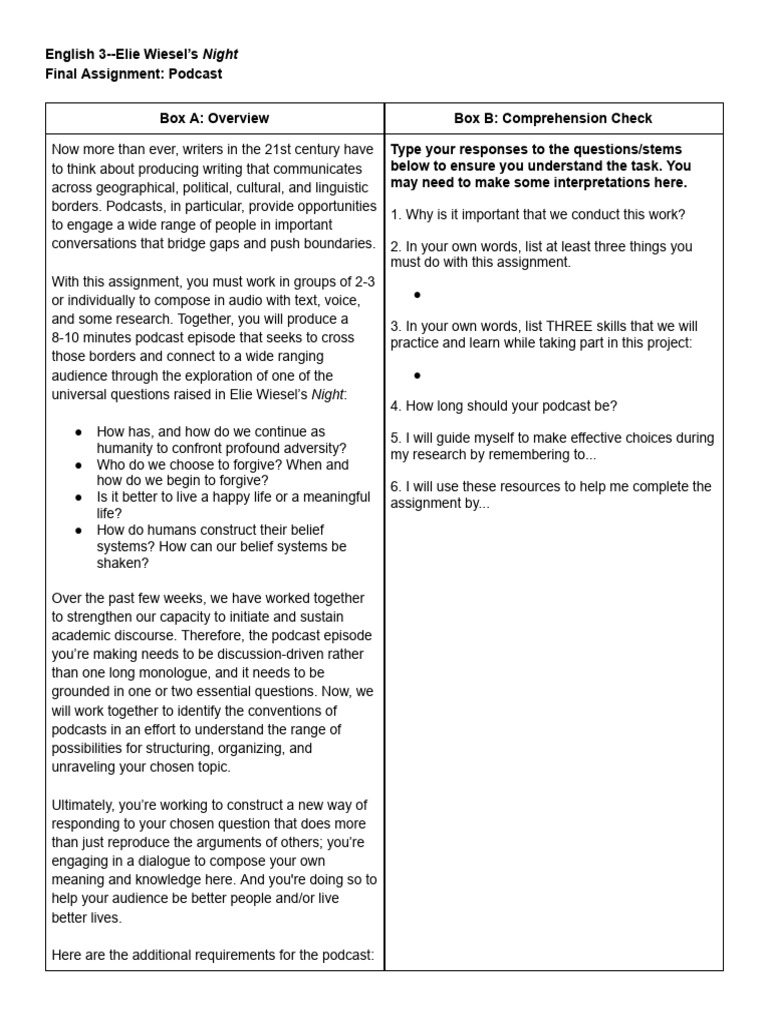 23 Podcast Performance Task Handout and Rubric | PDF | Podcast | Human ...