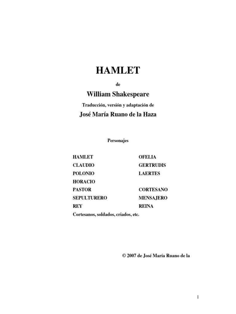 Hamlet - Guión-1 | PDF | Aldea | Obras basadas en mitos y leyendas europeas