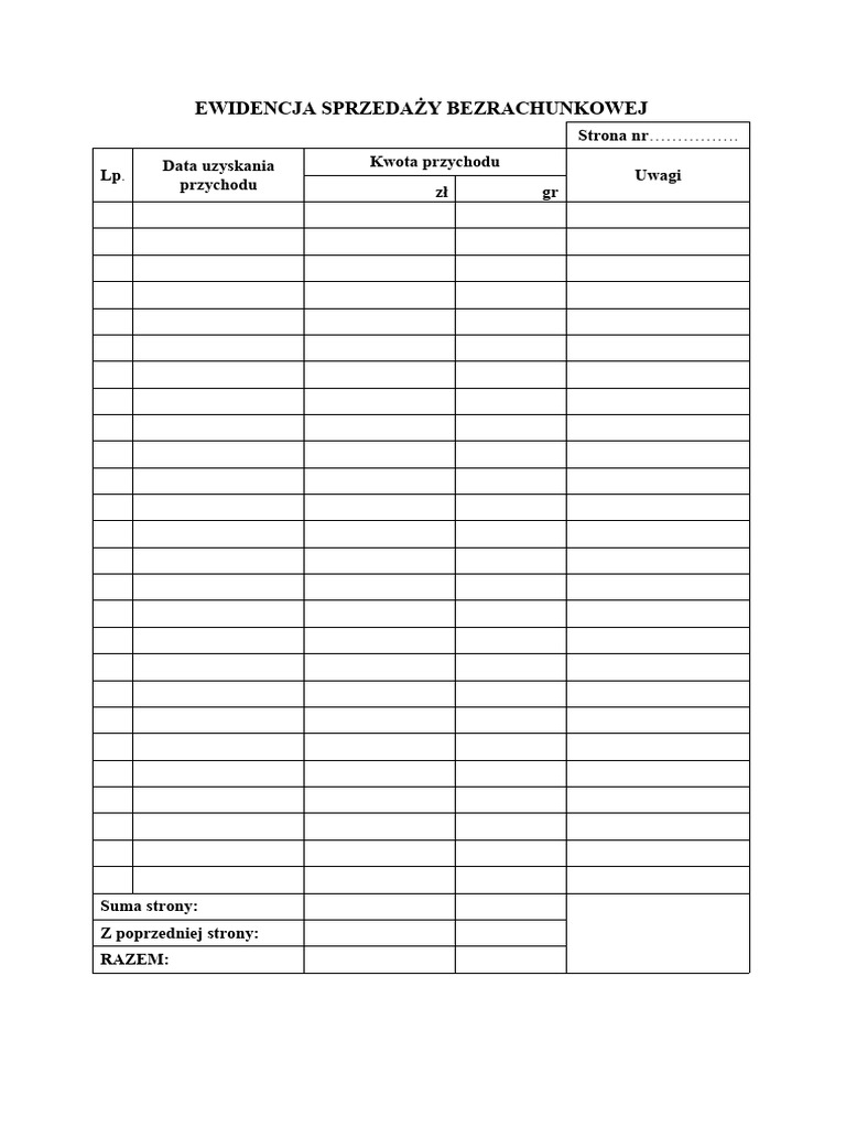 Ewidencja Sprzedaży Bezrachunkowej | PDF