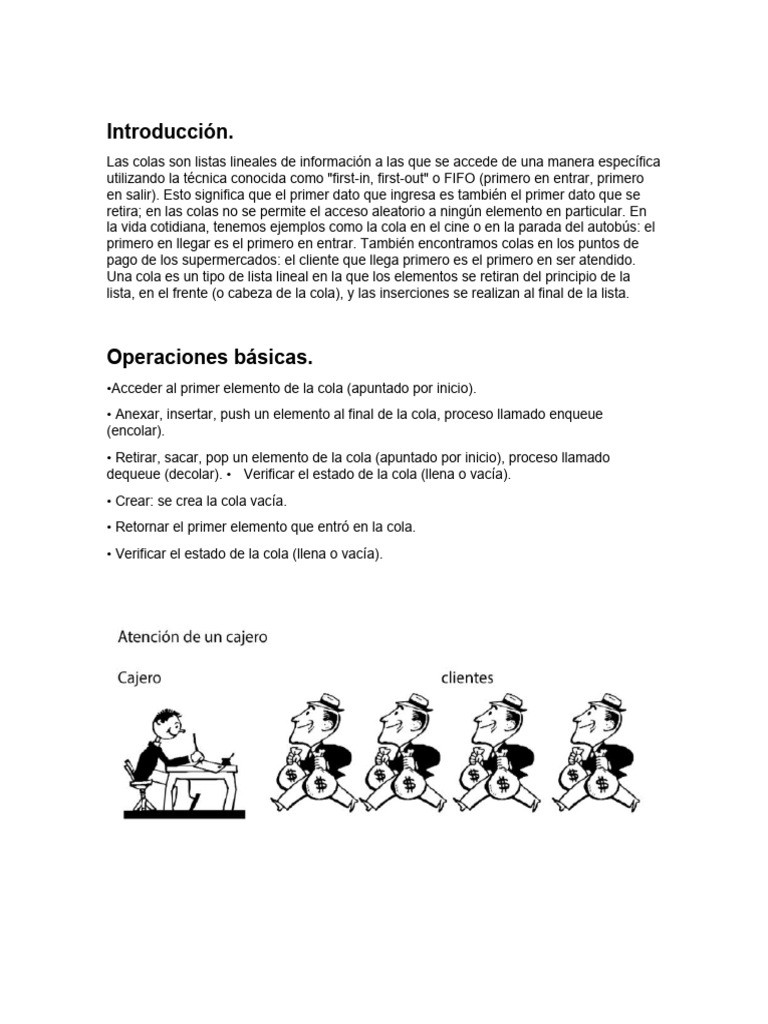 Colas | PDF | Cola (tipo de datos abstractos) | Puntero (Programación ...