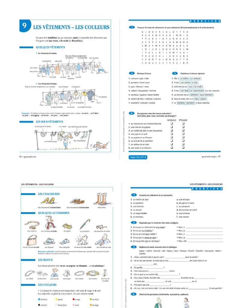 Les Vetements Vocabulaire | PDF