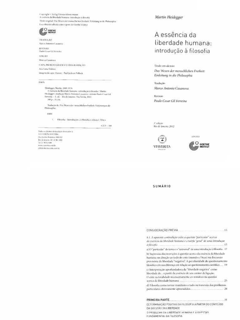Heidegger - A Essência Da Liberdade Humana - Introdução À Filosofia | PDF