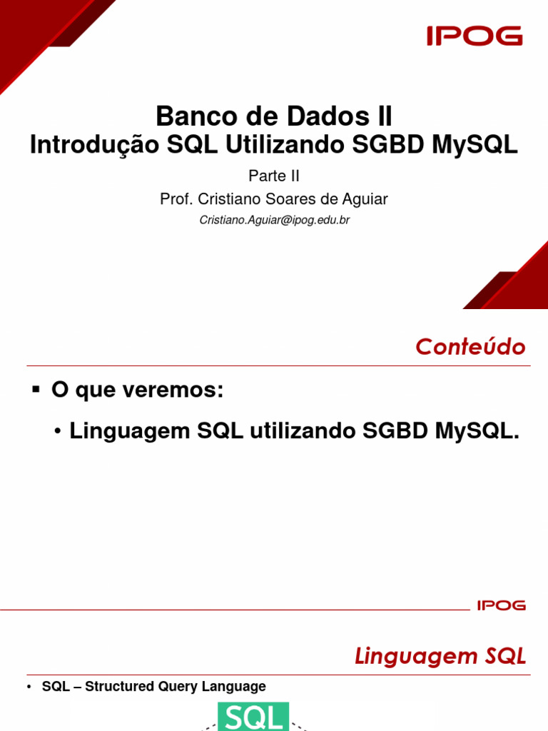 Aula 03 - Introducao SGBD MySQL Parte II | PDF | SQL | Engenharia de Software