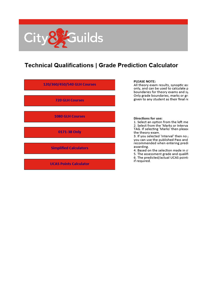 Grade Prediction Calculator | PDF | Spreadsheet | Worksheet