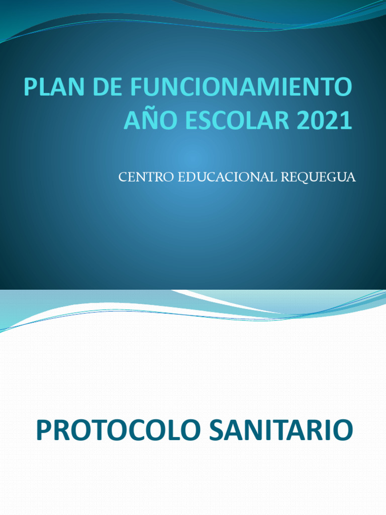 Plan de Funcionamiento Año Escolar 2021 | PDF | Plan de estudios | Salud pública