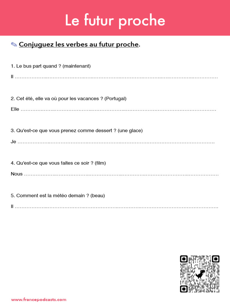 Conjugaison du futur proche en français | PDF