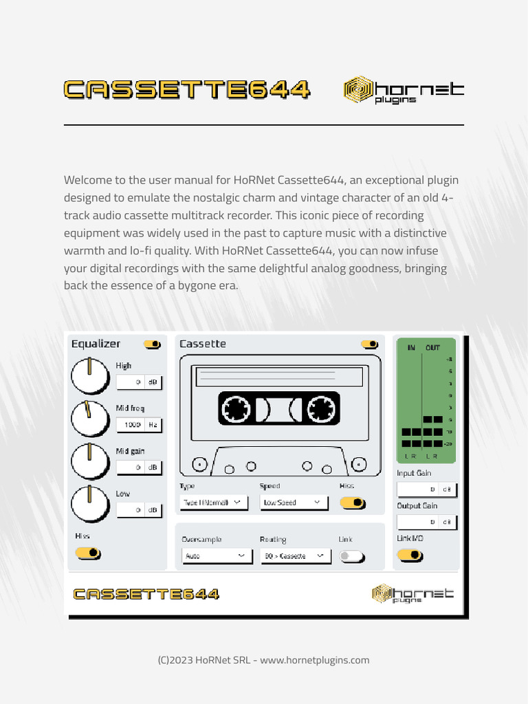 Hornet Cassette User-Manual | PDF | Equalization (Audio) | Computer Science